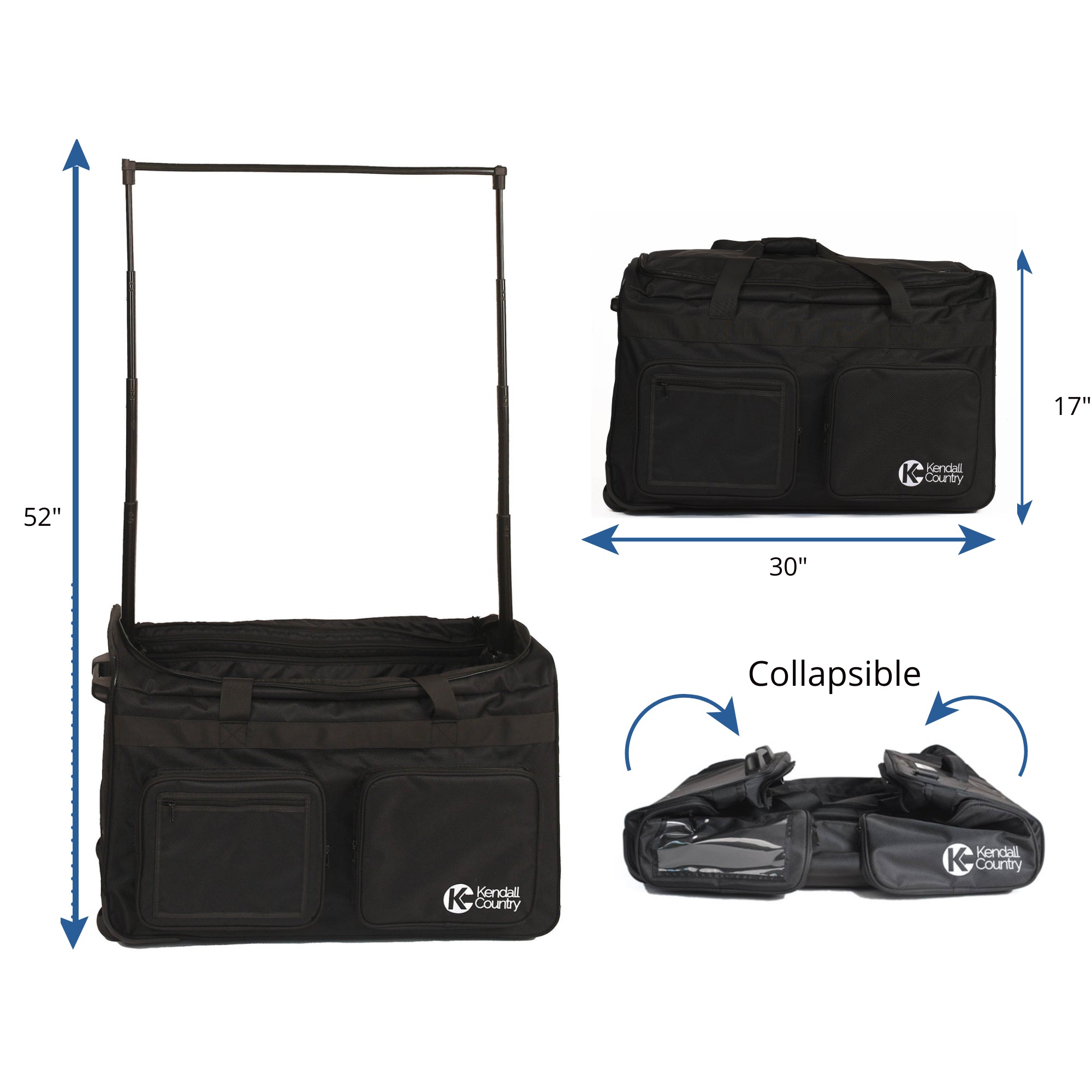 X-Large Dance Bag with Garment Rack - Raven Black, 30" – Kendall Country Co